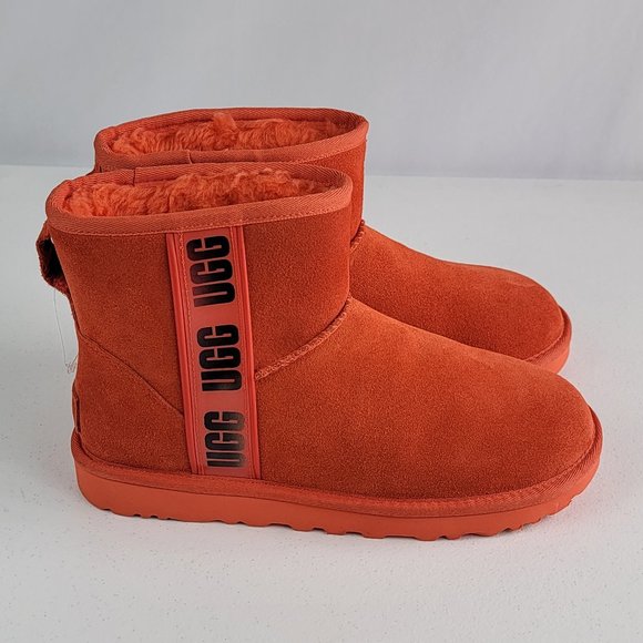 UGG | Shoes | Ugg Classic Mini Slide Logo Boots Womens Size 8 Orange Australia | Poshmark